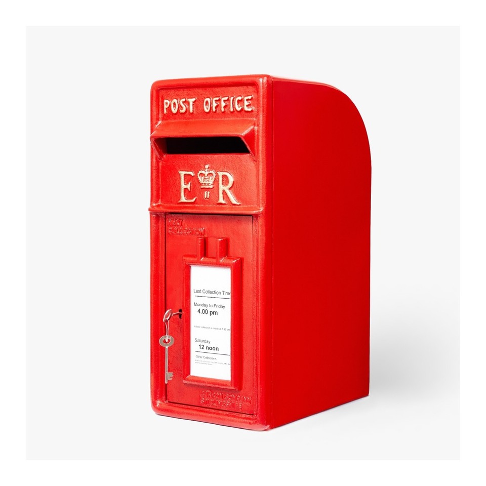 Post Box Red ER with Lock Wall Mounted Royal Mail Design Mailbox Large ...