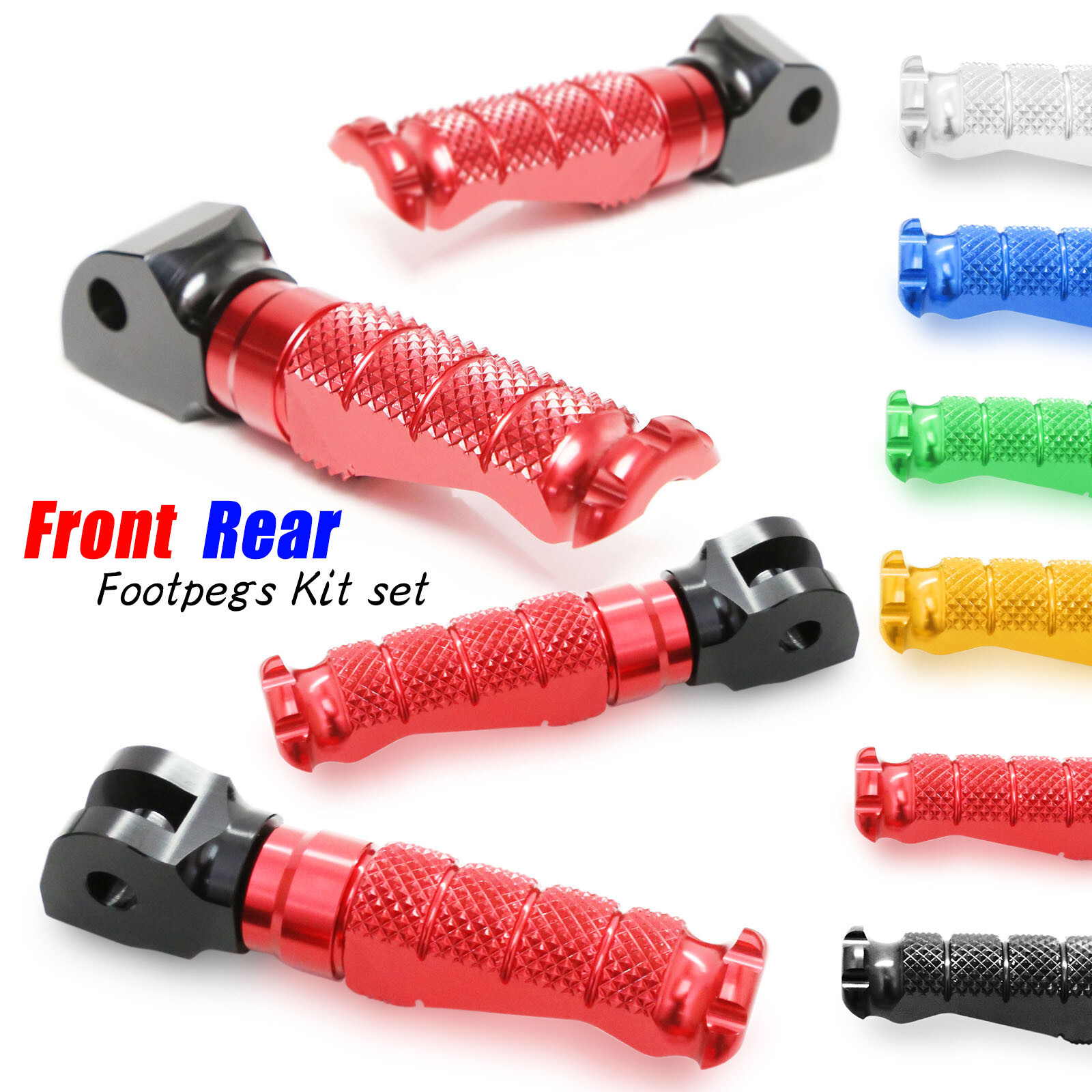 Front + Rear Footrests Pegs Red R-FIGHT For GSX-S1000 15 16 17 18 19 20 ...