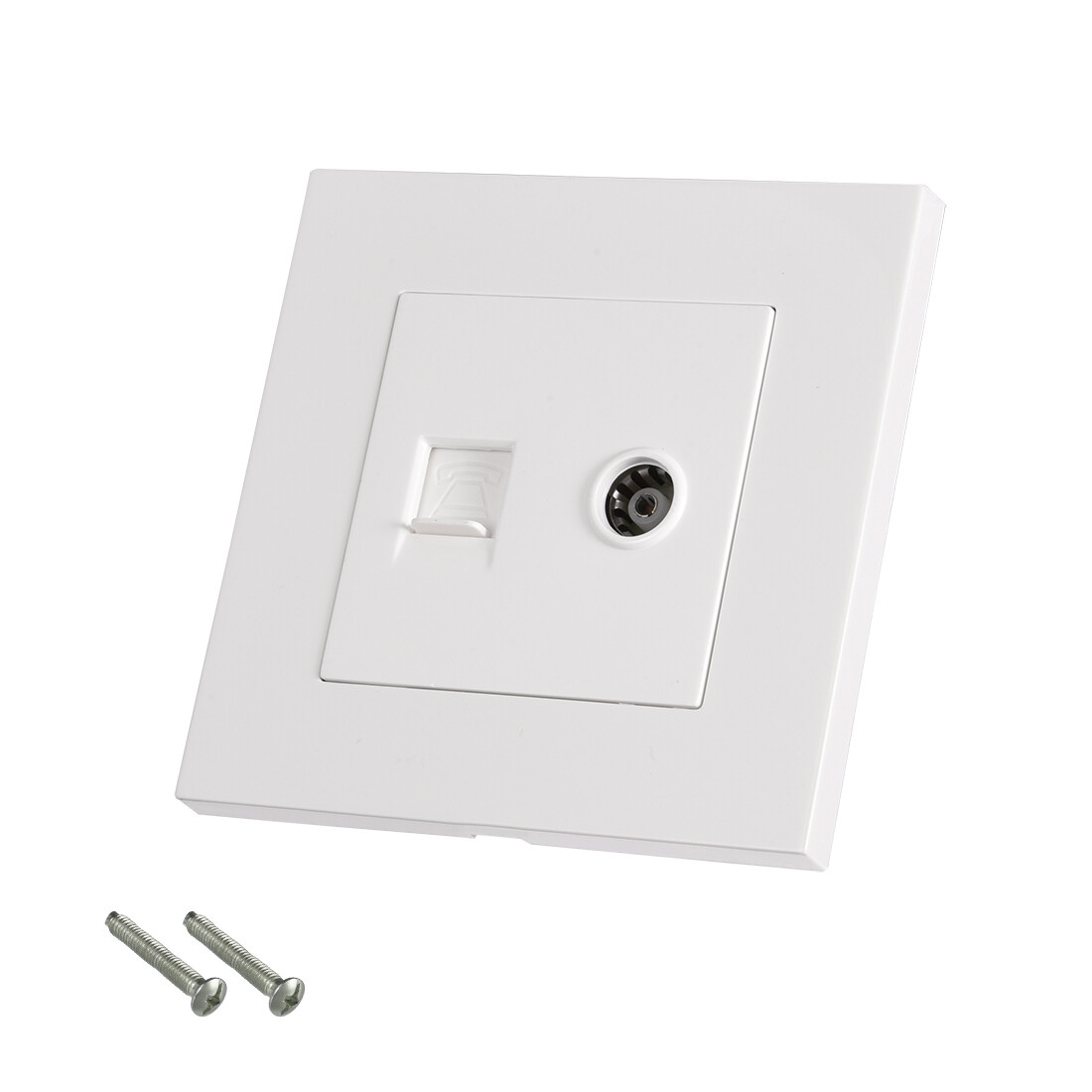 RJ11 Telephone TV Aerial Double Ports Socket Wall Plate Panel 86 Type ...