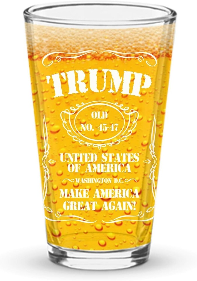 Trump Whiskey Label Old No 45 47 Make America Great 16oz Printed Pint ...