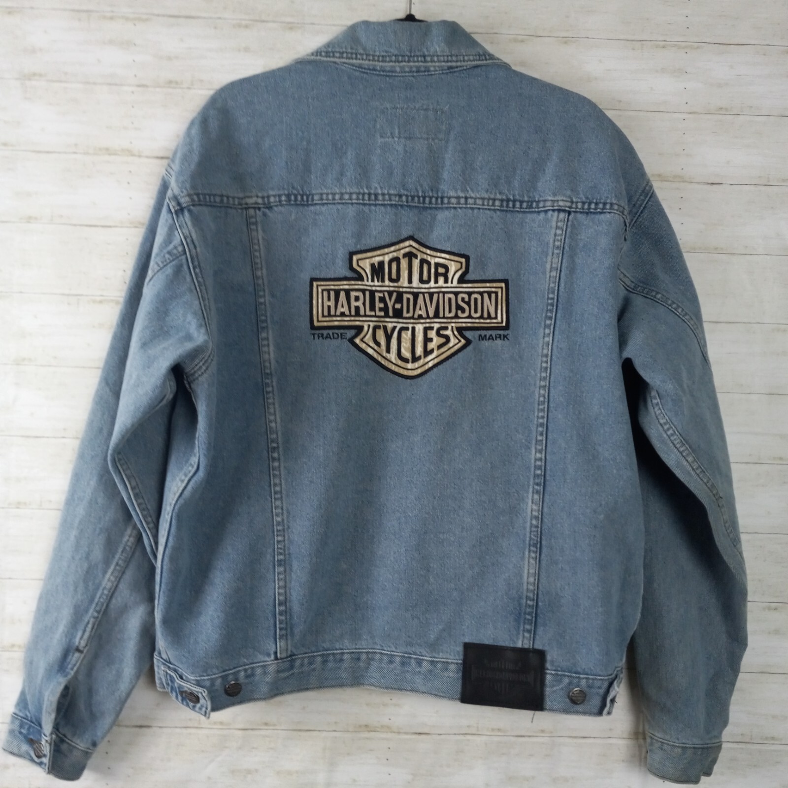Harley-Davidson Denim Jean Trucker Jacket VTG Embroid… - Gem