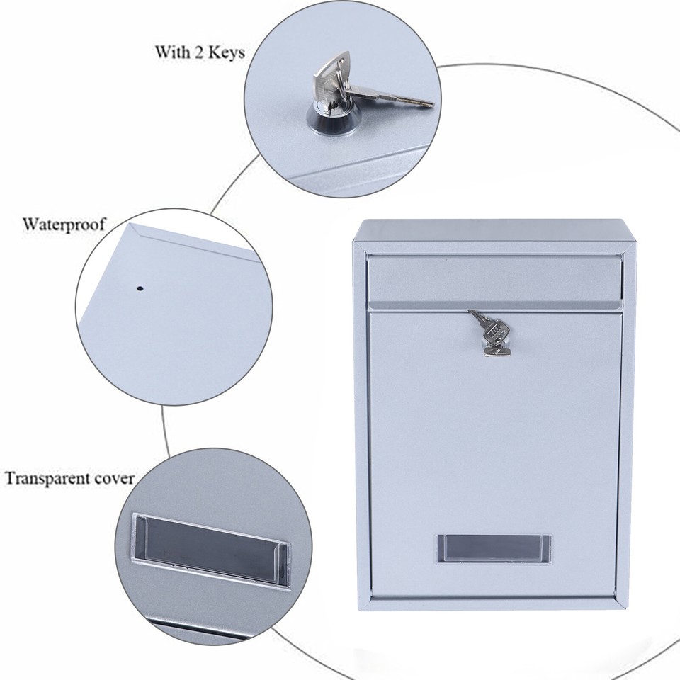 Wall-Mounted Key Drop Box with Key Lock Metal Mailbox Indoor& Outdoor ...