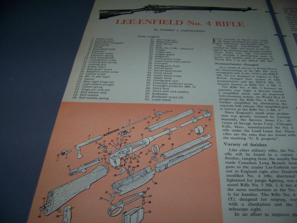 HISTORY: LEE-ENFIELD NO.4 RIFLE ..HISTORY/EXPLODED VIEW..RARE! (653W ...