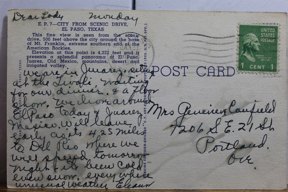 Texas TX El Paso Scenic Drive City Postcard Old Vintage Card View ...