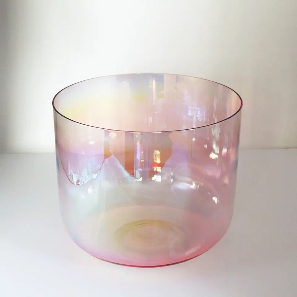 6.5"E Note Solar mexus Chakra Alchemy Rose Pink Crystal Singing Bowls ...