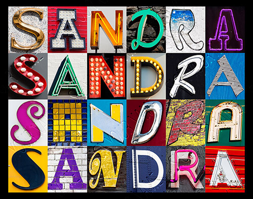 SANDRA Name Poster featuring photos of actual sign letters | eBay