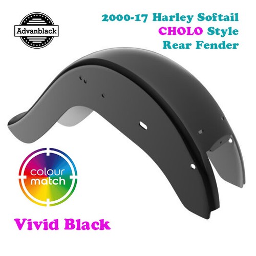 Vivid Black Extended Cholo Rear Fender fit 00-17 Harley Softail ...