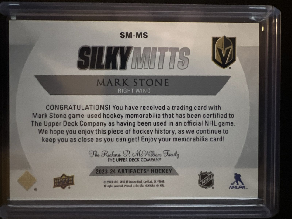 2023-24 Upper Deck Artifacts Silky Mitts Glove Relics Mark Stone #SM-MS ...