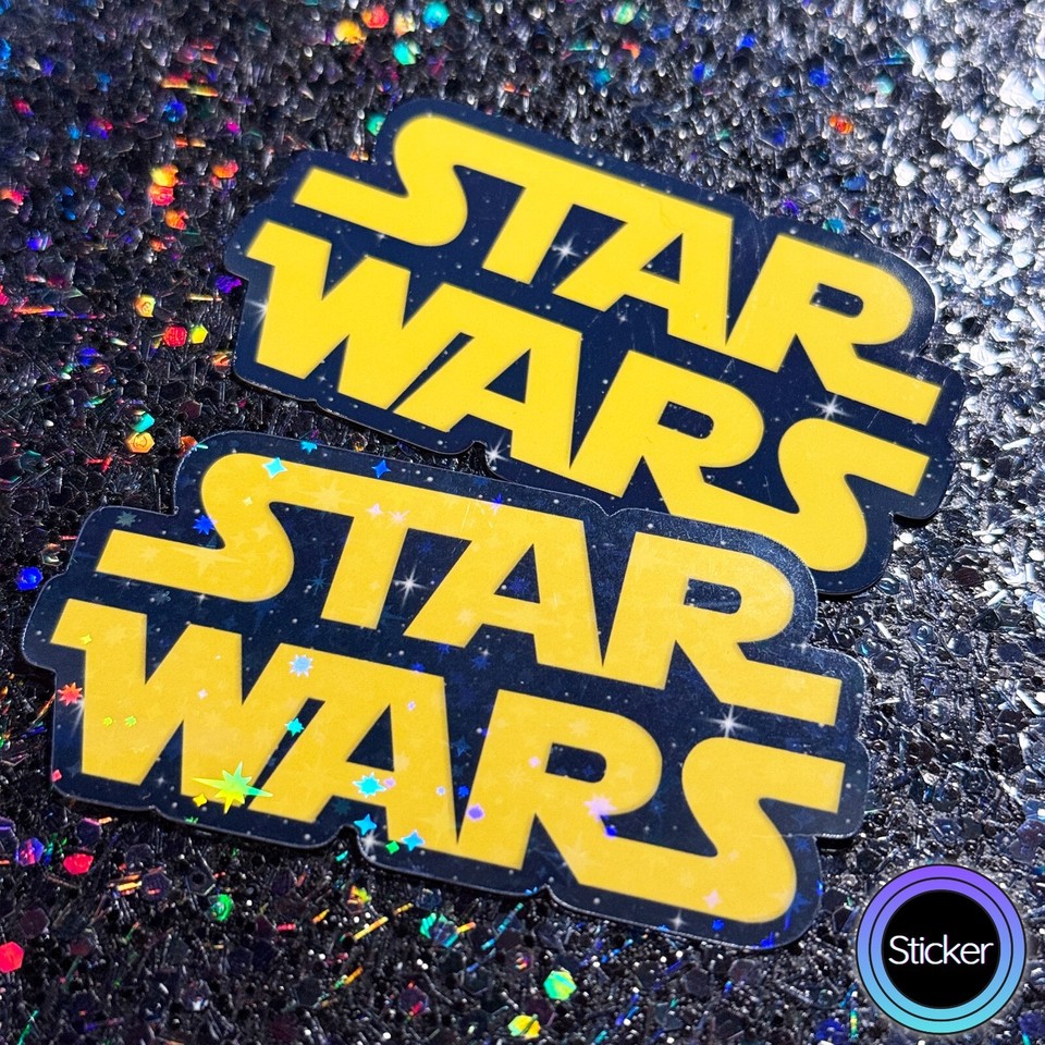 Star Wars Sticker, Yellow Star Wars Galaxy Logo Sticker, Holographic | eBay