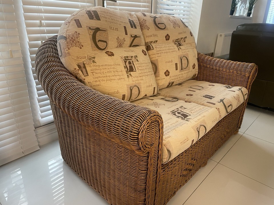 HADDON HOUSE CONSERVATORY CANE RATTAN FURNITURE: 2 SEATER SOFA | eBay UK