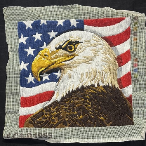 Patriotic Bald Eagle American Flag Finished Needlepoint Piece Unframed | eBay