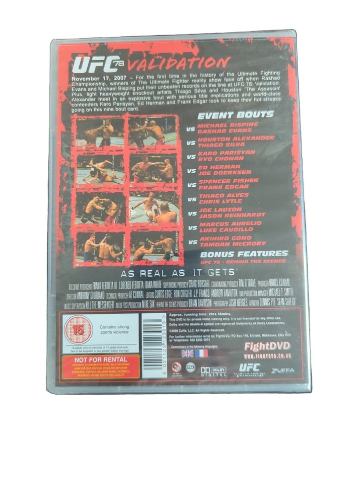 Ultimate Fighting Championship UFC 78 - Validation (DVD, 2008) New ...