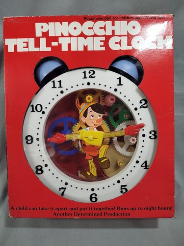 VINTAGE DISNEY PINOCCHIO TELL-TIME WIND UP CLOCK MATTEL CONCEPT 2000 M ...