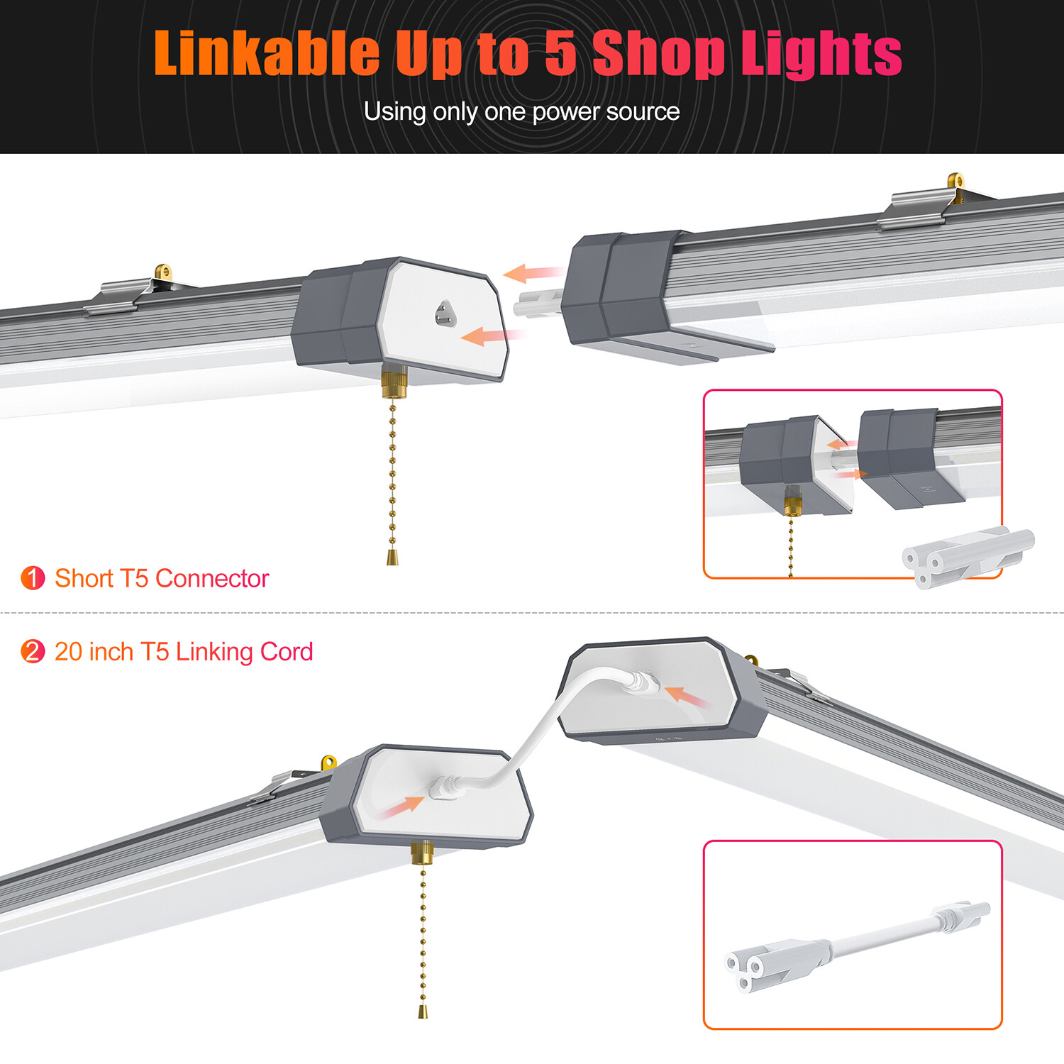 4FT LED Shop Lights 100W 120W Linkable Warehouse Workshop Ceiling Tube ...