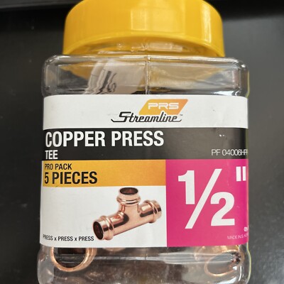 Streamline 1/2 in. Copper Press Pressure Tee Fitting Pro Pack (5-Pack ...