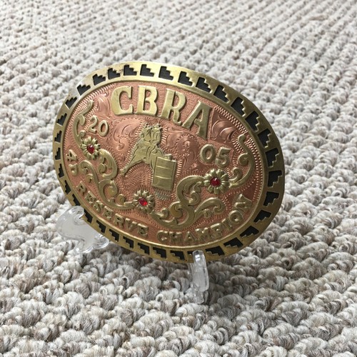 Western Belt Buckle CBRA Barrel Racing Rodeo 2005 Champion Copper 1 of ...