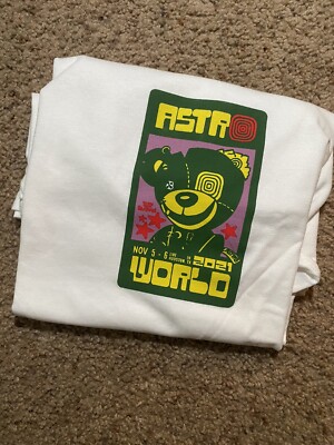 Travis Scott Astroworld Festival 2021 Concert Merch Bear Tee Small ...