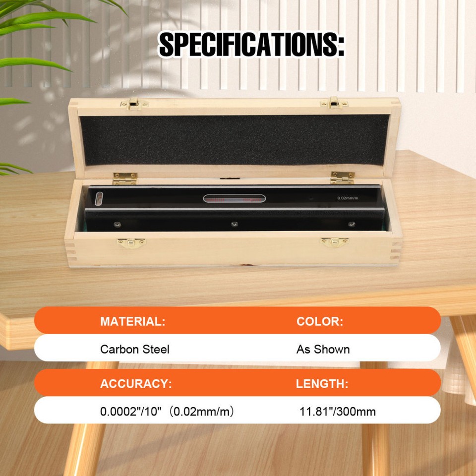 12 Inch Master Precision Level with Wooden Box Accuracy 0.0002/10 Strip Level | eBay