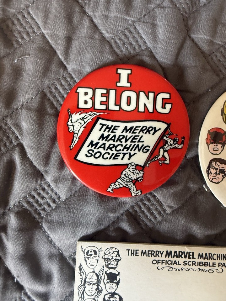 1967 Mmms Merry Marvel Marching Society Button Make Mine Marvel I ...