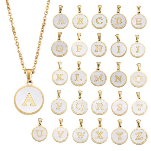 Minimalist Initial Enamel White A-Z Pendant Letter Alphabet Pendant ...