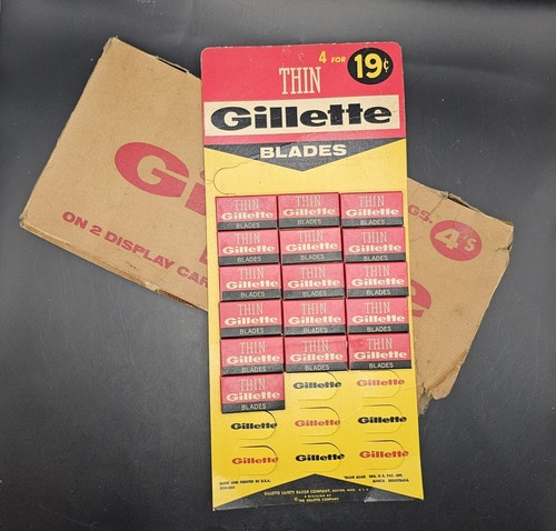 Gillette Thin Razor Blades, Vintage Store Display, 16 Boxes, 4's, 19 ...