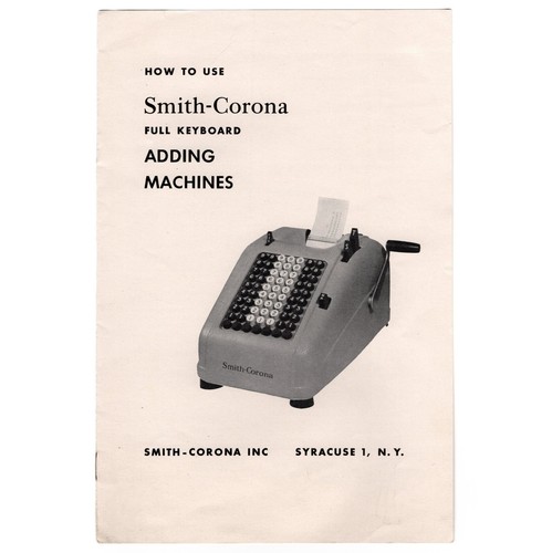 Repro Smith Corona Adding Machine Instruction Manual Hand Crank 7 ...