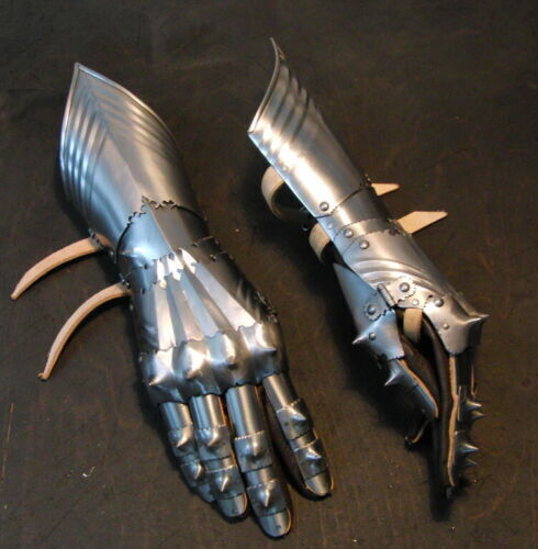 18GA Steel Medieval Late Gothic Knight Finger Gauntlets Armor Gloves ...
