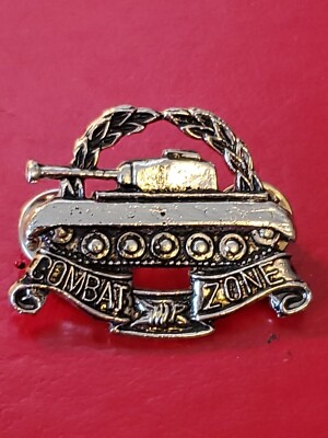 Silver tone Combat Zone Tank pin. 1 1/2"" wide | eBay