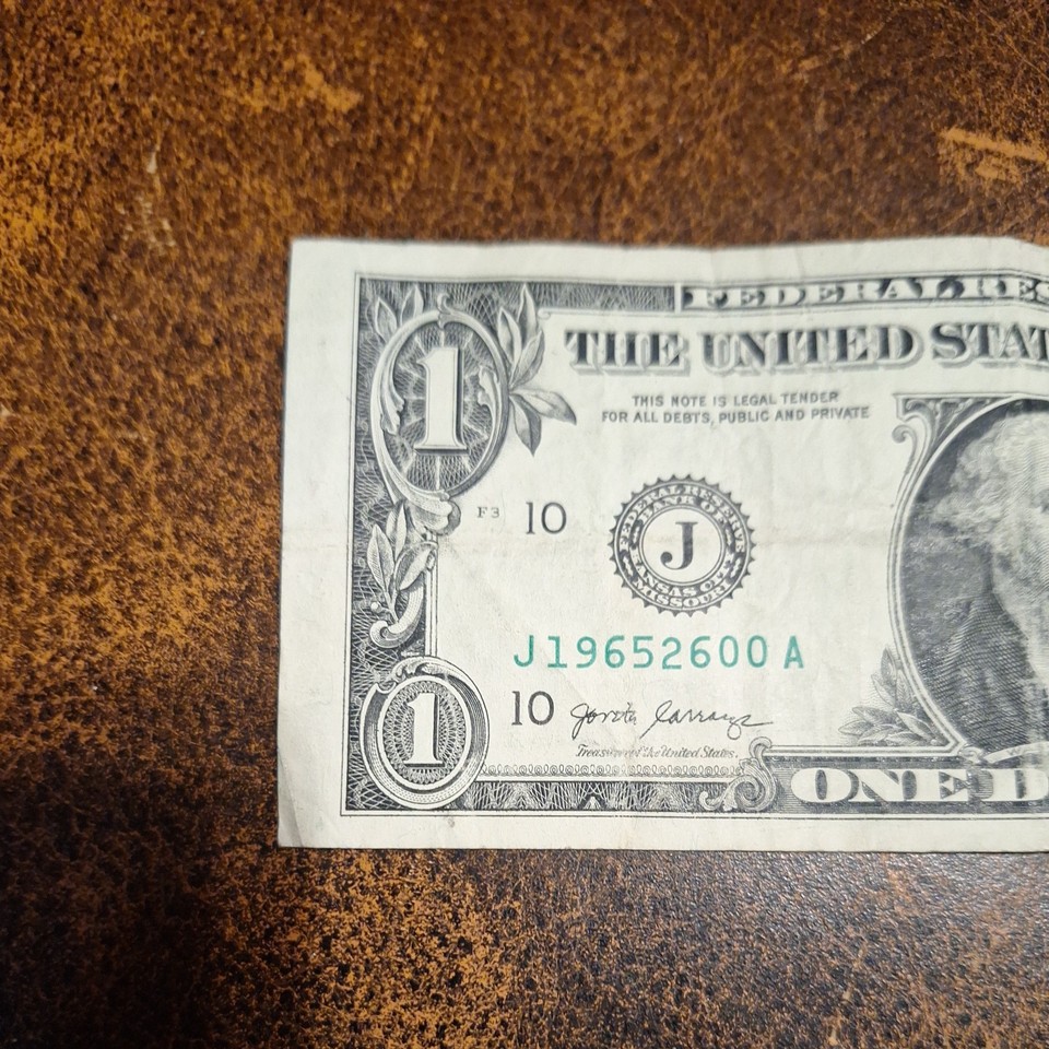 $1 ONE US DOLLAR BILL NOTE MISCUT RIGHT - MISALIGNED OFF CENTER ERROR ...