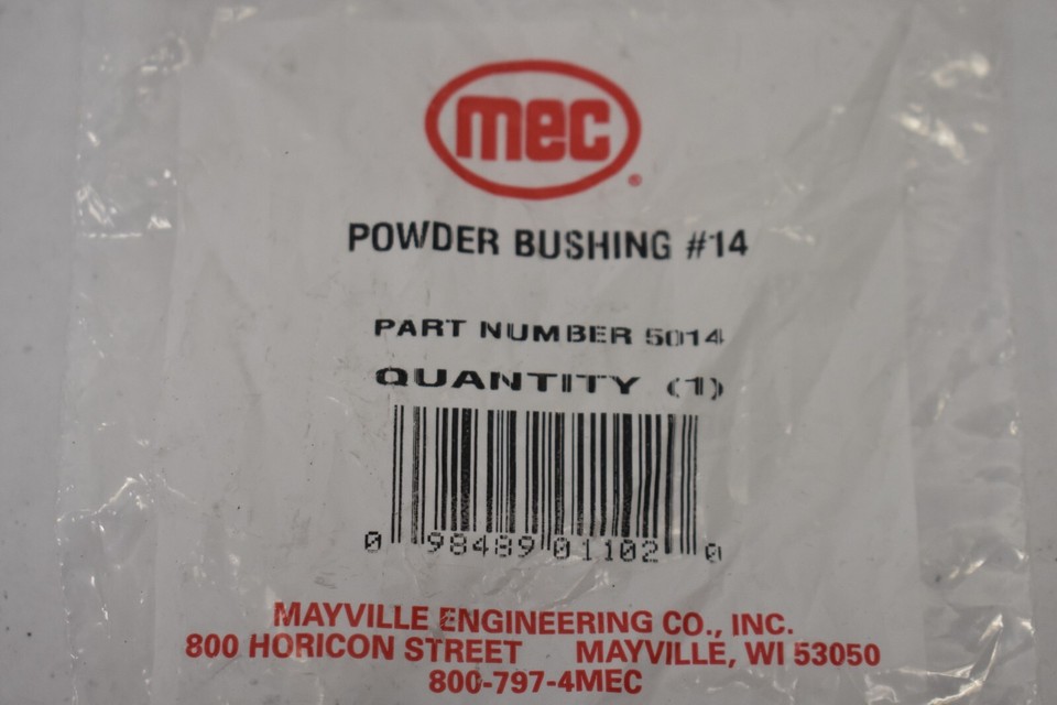MEC Powder Bushing #14 Reloading Tool Machined Aluminum Finish Genuine ...