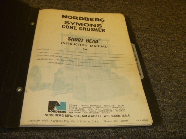 Nordberg Symons Cone Crusher Short Head Owner Operator Manual | eBay