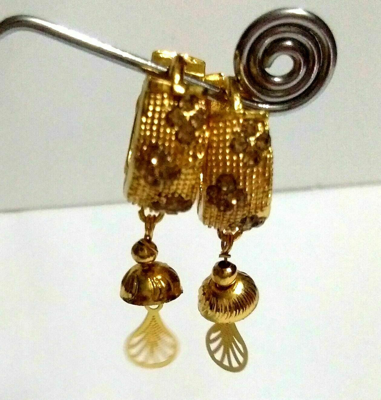 Indian 18K Gold Plated Drop dangle Hoop Earrings Women Jhumki Jhumka ...