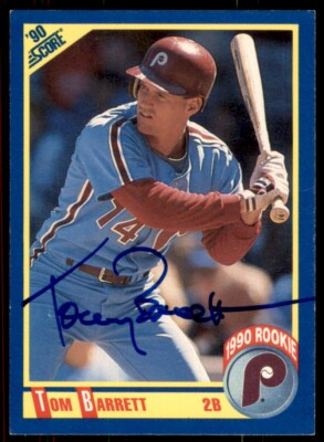 1990 SCORE TOM BARRETT ROOKIE AUTO PHILADELPHIA PHILLIES #633A | eBay