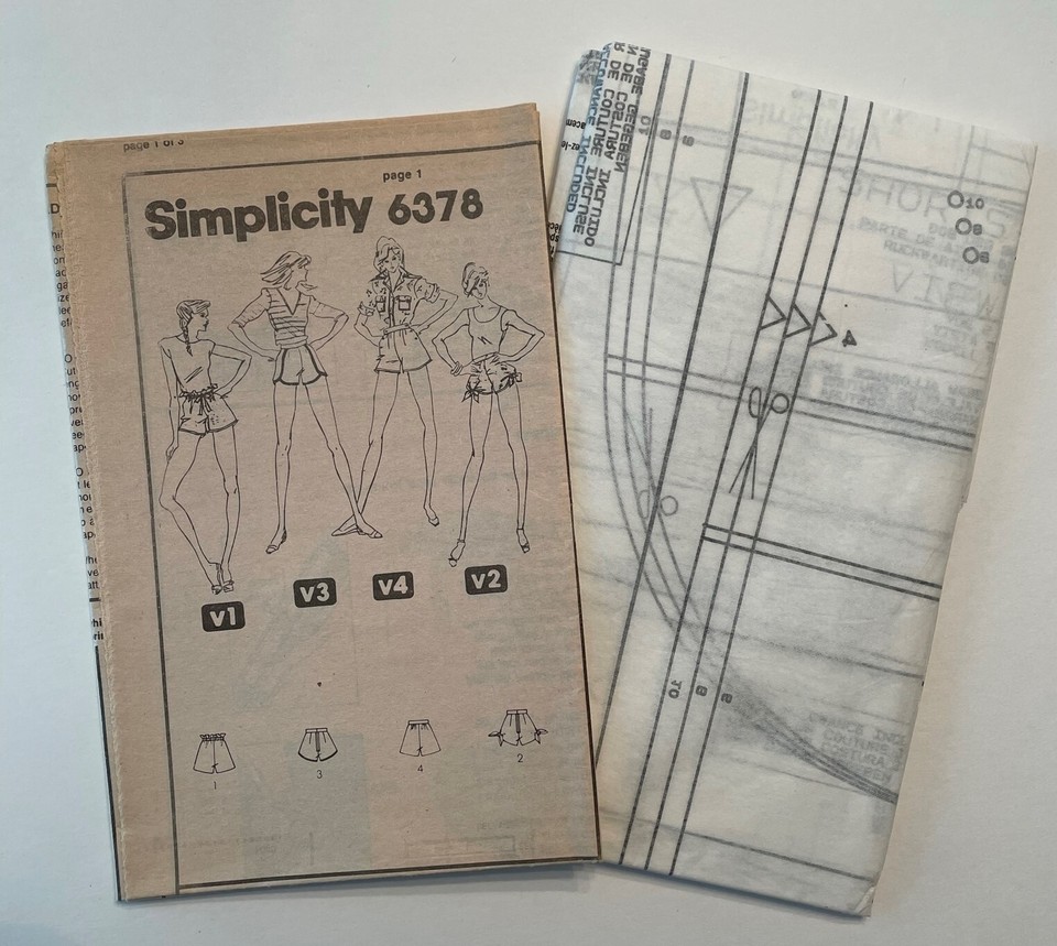 1983 Simplicity Sew 6378 Pattern 1 Yd SHORTS 4 Styles Misses Sz 6 8 10 ...