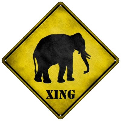 Elephant Xing Novelty Mini Metal Road Notice 8" Cross Xing Crossing ...