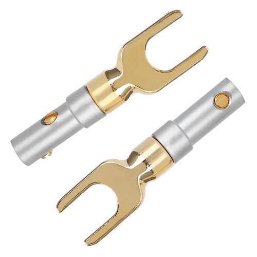 Pure Copper U Spade Speaker Plug Adapter Gold-Plated 2pcs Set | eBay ...