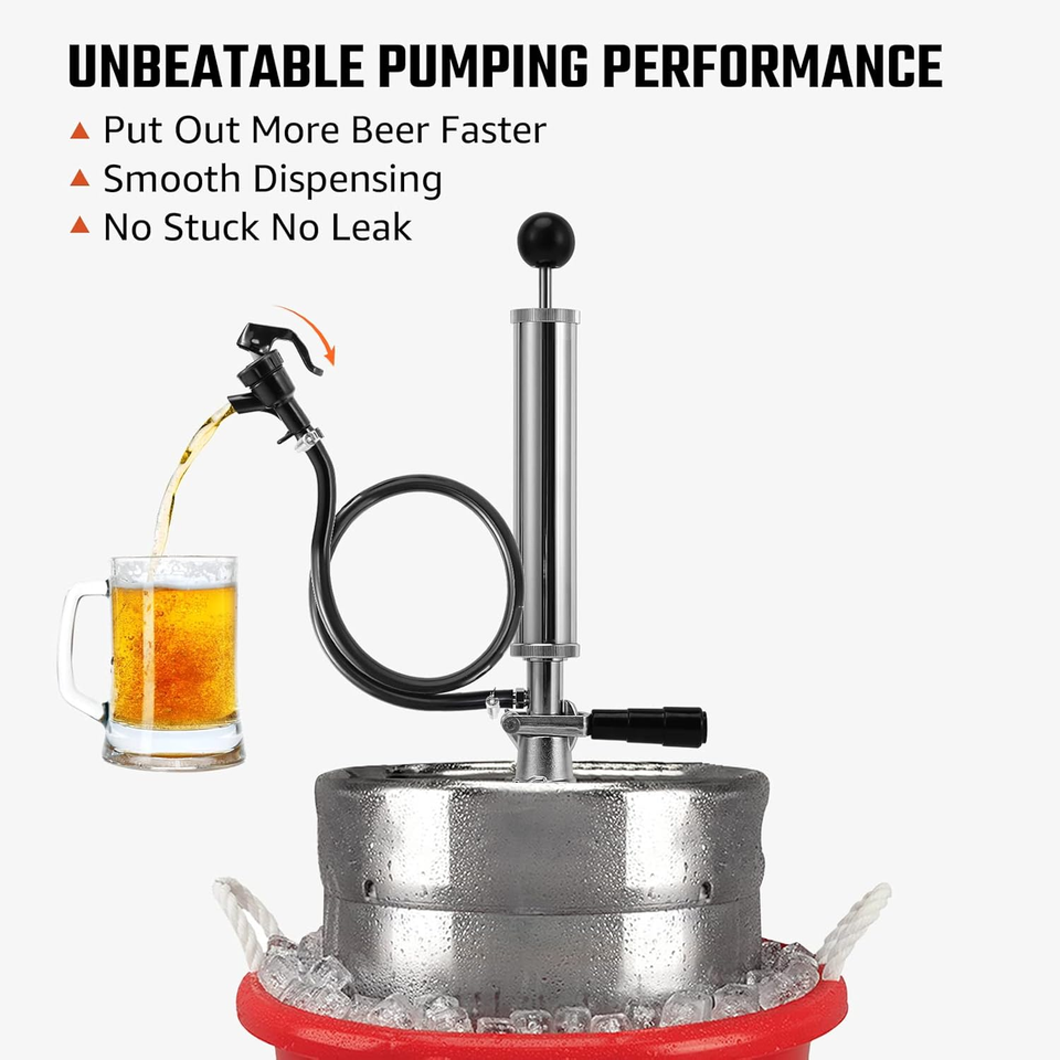 8'' Beer Keg Pump Keg Tap D System Keg Party Pump with Beer Line Faucet ...