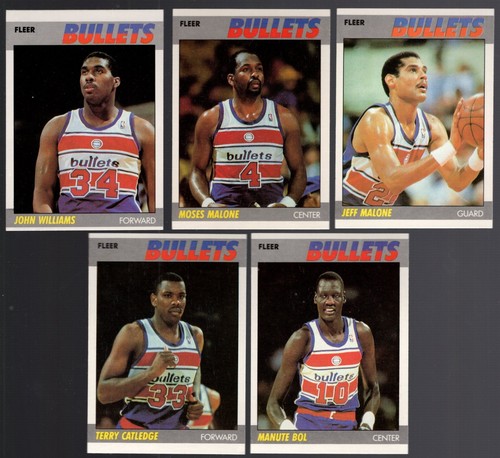 1987 Fleer Team SET Lot of 5 Washington BULLETS NM+ Moses MALONE Manute ...