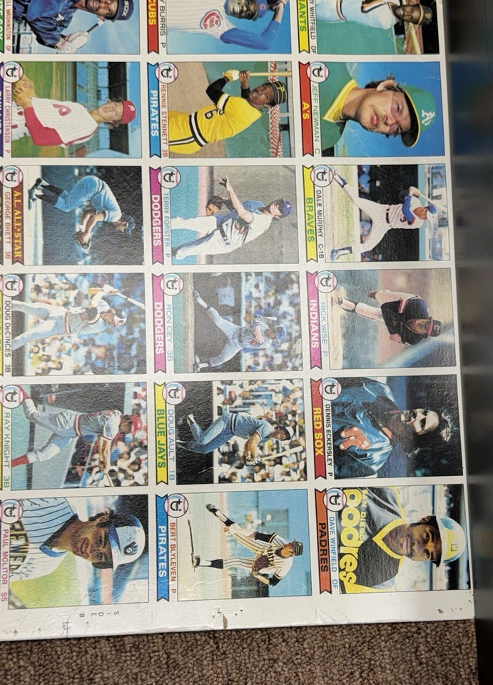1979 Topps Baseball Card Full Sheet Uncut 144 Cards 12 Rows Roll ...