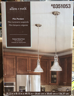Allen + Roth Mini Pendant Polished Nickel Light Fixture 8.13" Diameter ...