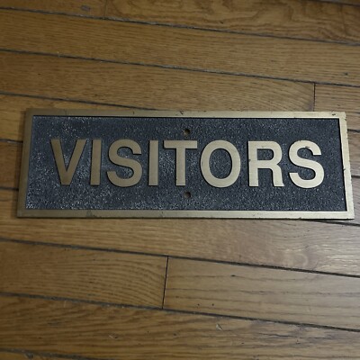 Cast Metal VISITORS sign 15 X 5 In Heavy | eBay