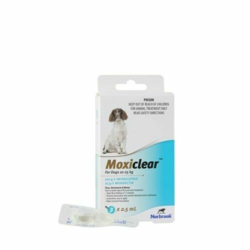 Moxiclear Flea & Worm Treatment For Dogs 10 - 25kg 3 Pack includes ...