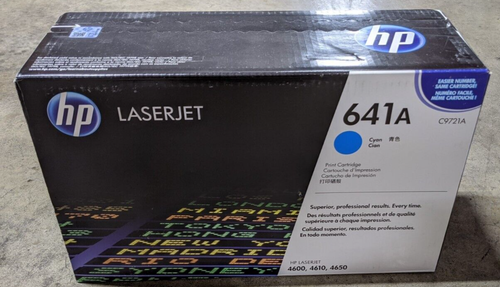 Genuine HP 641A C9721A Cyan Toner Cartridge 8K Page LaserJet 4600 4610 ...