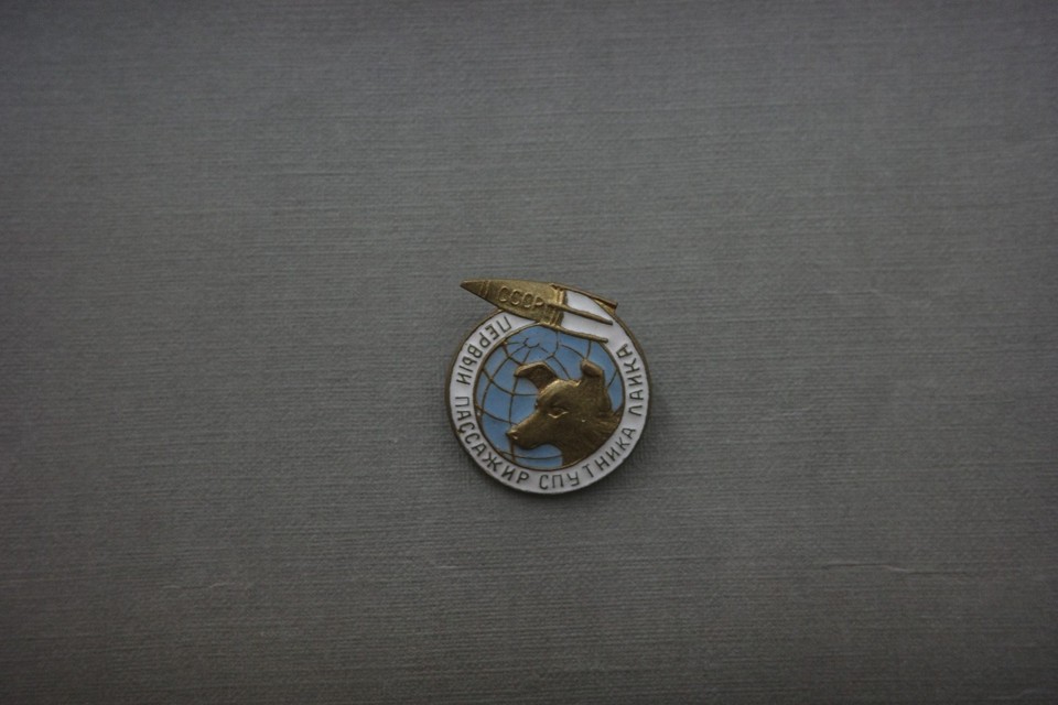 VTG Laika First Dog in Space Sputnik Space Exploration badge pin Soviet ...