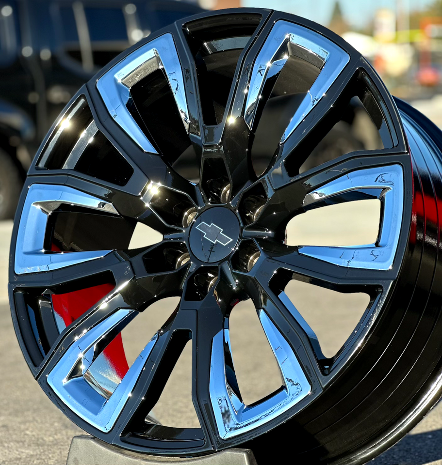 22" FR207 Black Chrome Inserts Wheels | 9" Width | 6x139.7 Bolt Pattern ...