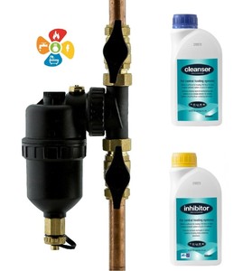 Magnetic Boiler Filter 22mm Inline for Central Heating + Inhibitor ...