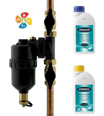 Magnetic Boiler Filter 22mm Inline for Central Heating + Inhibitor ...