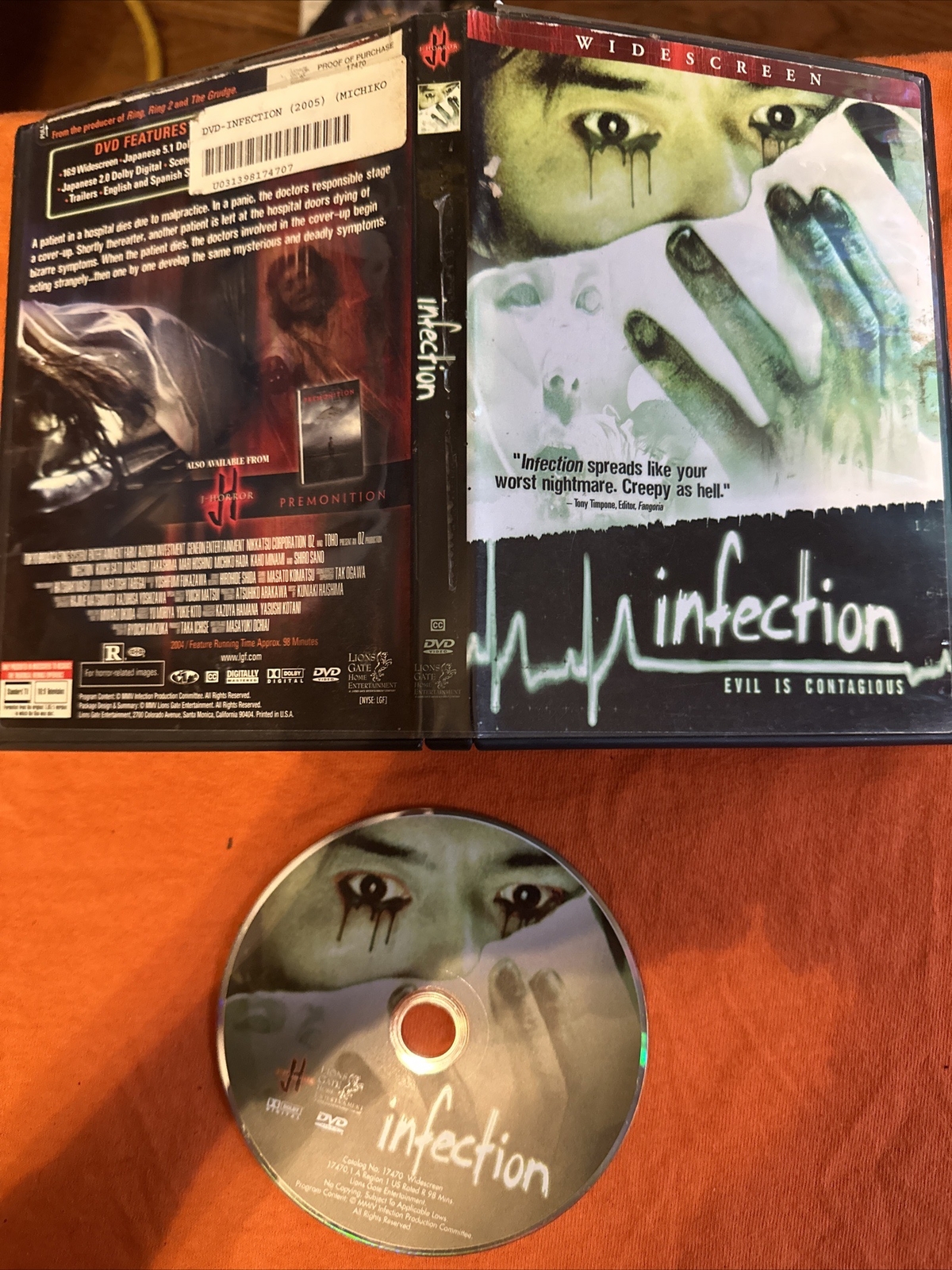 Infection (DVD, 2004) Japanese Horror Rare Oop 31398174707 | eBay