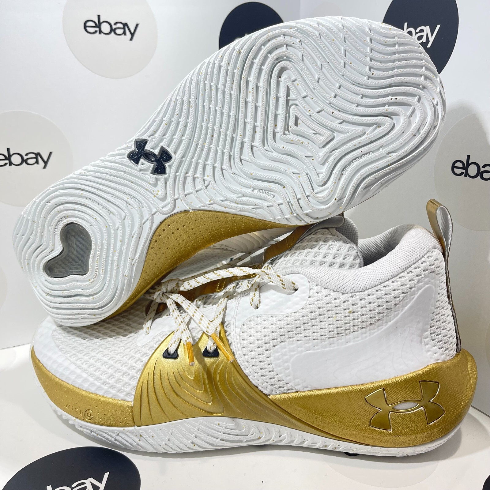 Under Armour Embiid 1 Basketball white gold Men's Shoe's 3023086-105 Sz ...