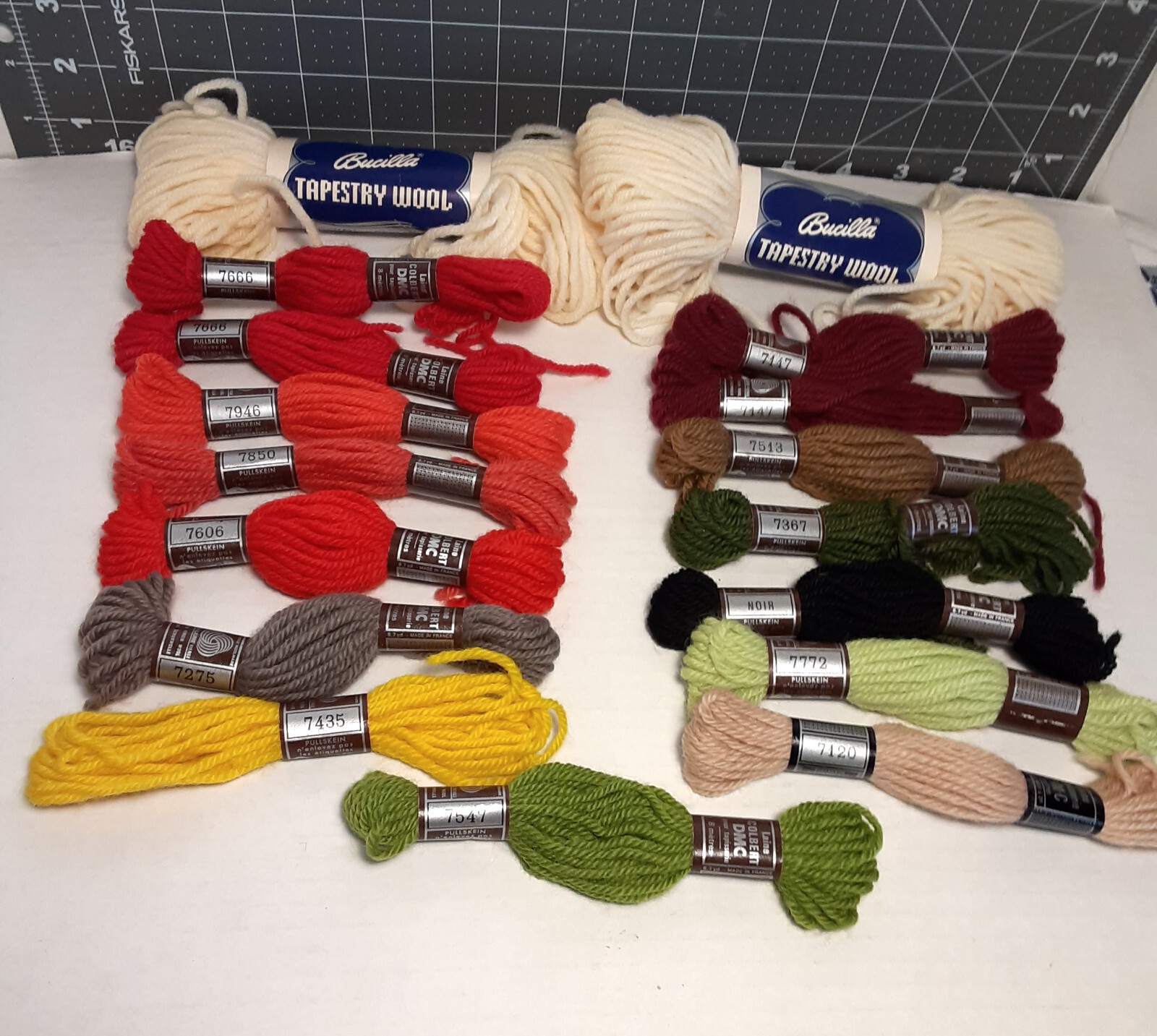 Lot of 2 Bucilla and 11 DMC Tapestry Wool Yarn Mixed Colors Yellow ...